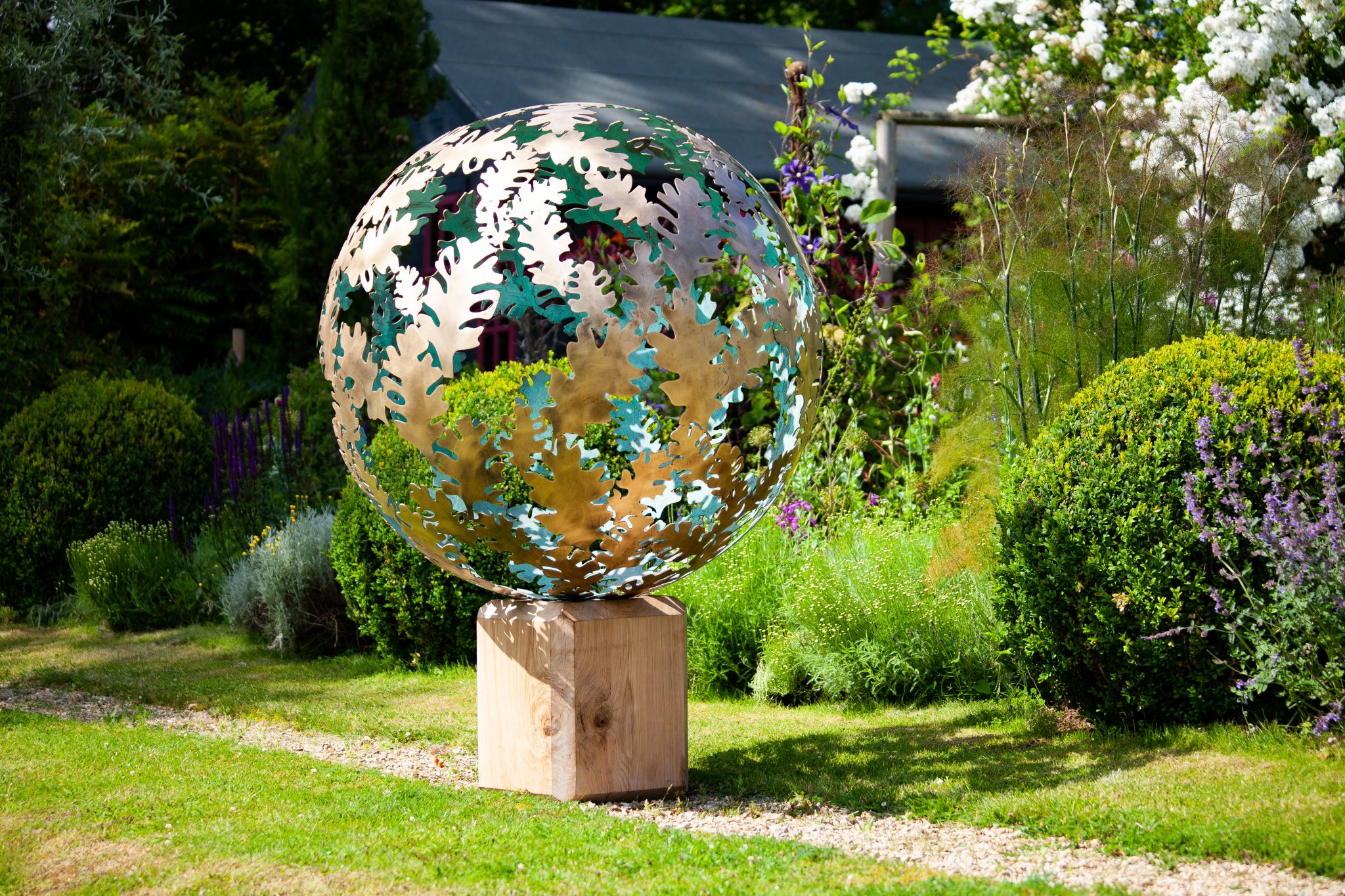 Brass Oak Leaf Sphere 0.95m by David Murphy - £10,600 - Cotswold ...